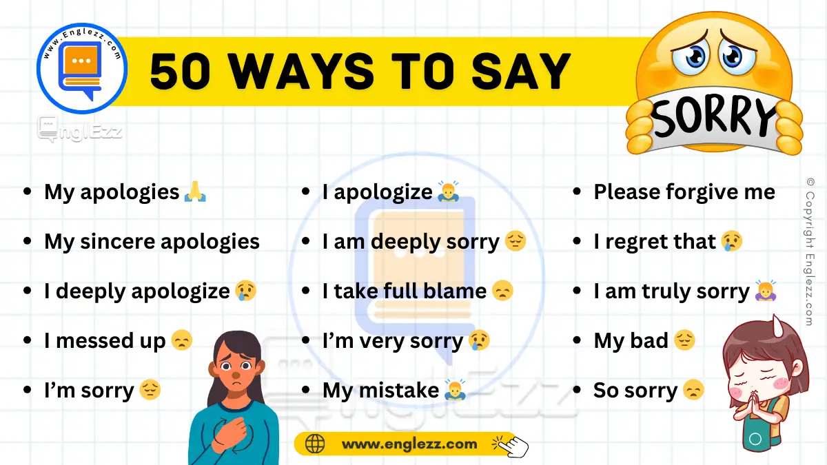 50 Ways To Say I Am Sorry In English 😞 Express Regret With Confidence ...