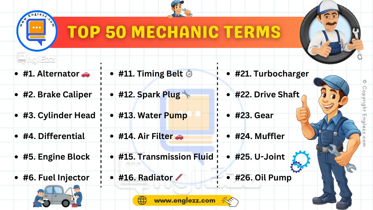 50 Most Common Mechanic English Terms Explained With Examples • EnglEzz